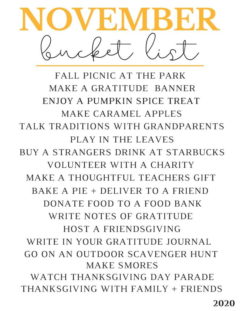 November Bucket List 2020 – Events and Experiences